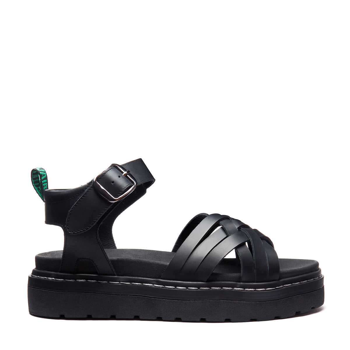 Lavendon - Black Greasy Two Strap Sandal | Solovair | Sandal Collection ...